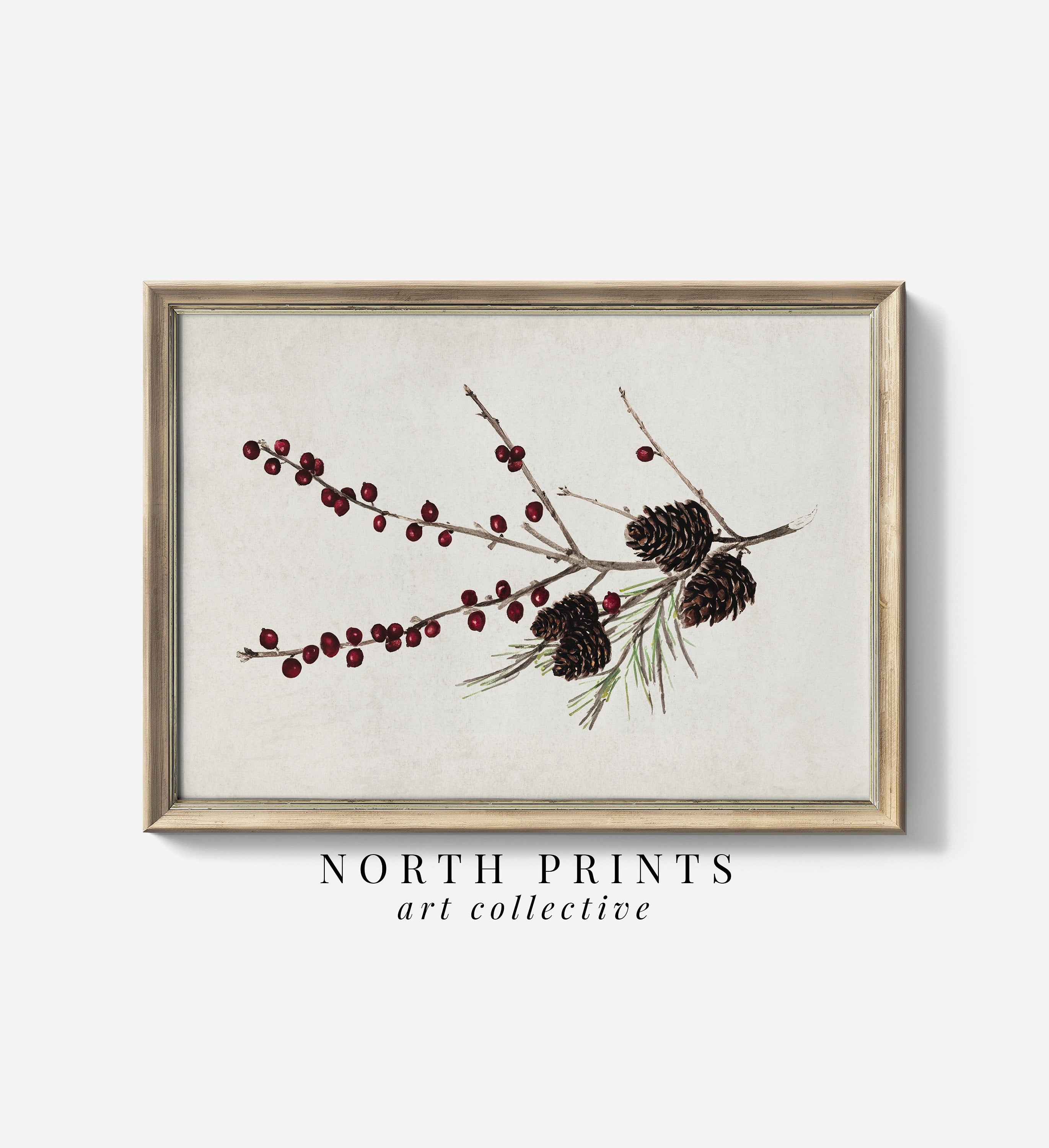 Winter Berry Branch Print: Rustic Decor W-157 UNFRAMED Poster, Wall Art ...