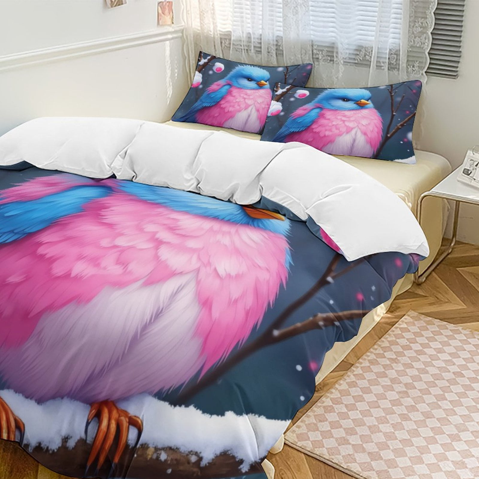 Winter Bird Perch 3D Duvet Cover Set Quilt Cover Theme of Kid Boy Girl ...