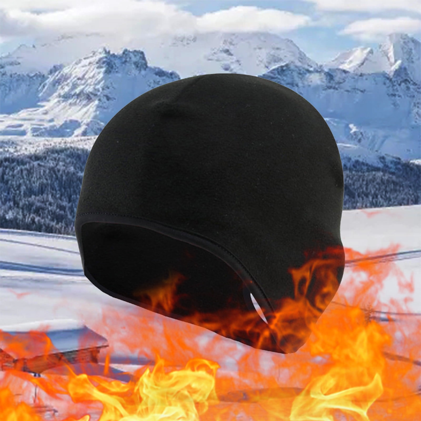 Winter Black Baseball Cap Thermal Skull Cycling Running Beanie Hats ...