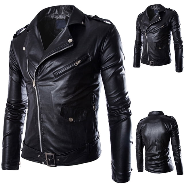 Winter Black Jackets For Men Fashion Men'S Autumn Casual Leather Zipper ...