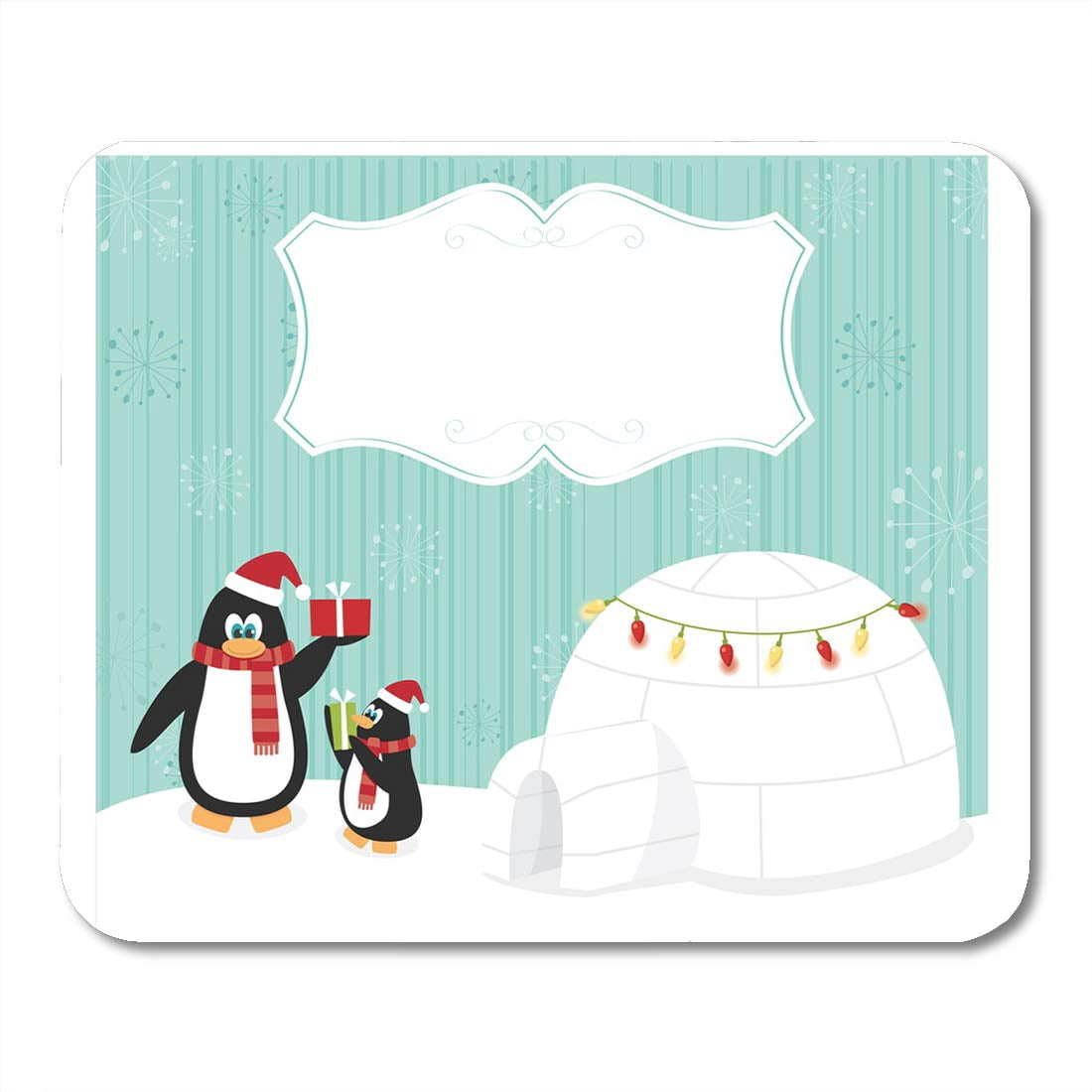 Winter Blue Igloo Christmas Penguins and White Scene Ice Mousepad Mouse ...