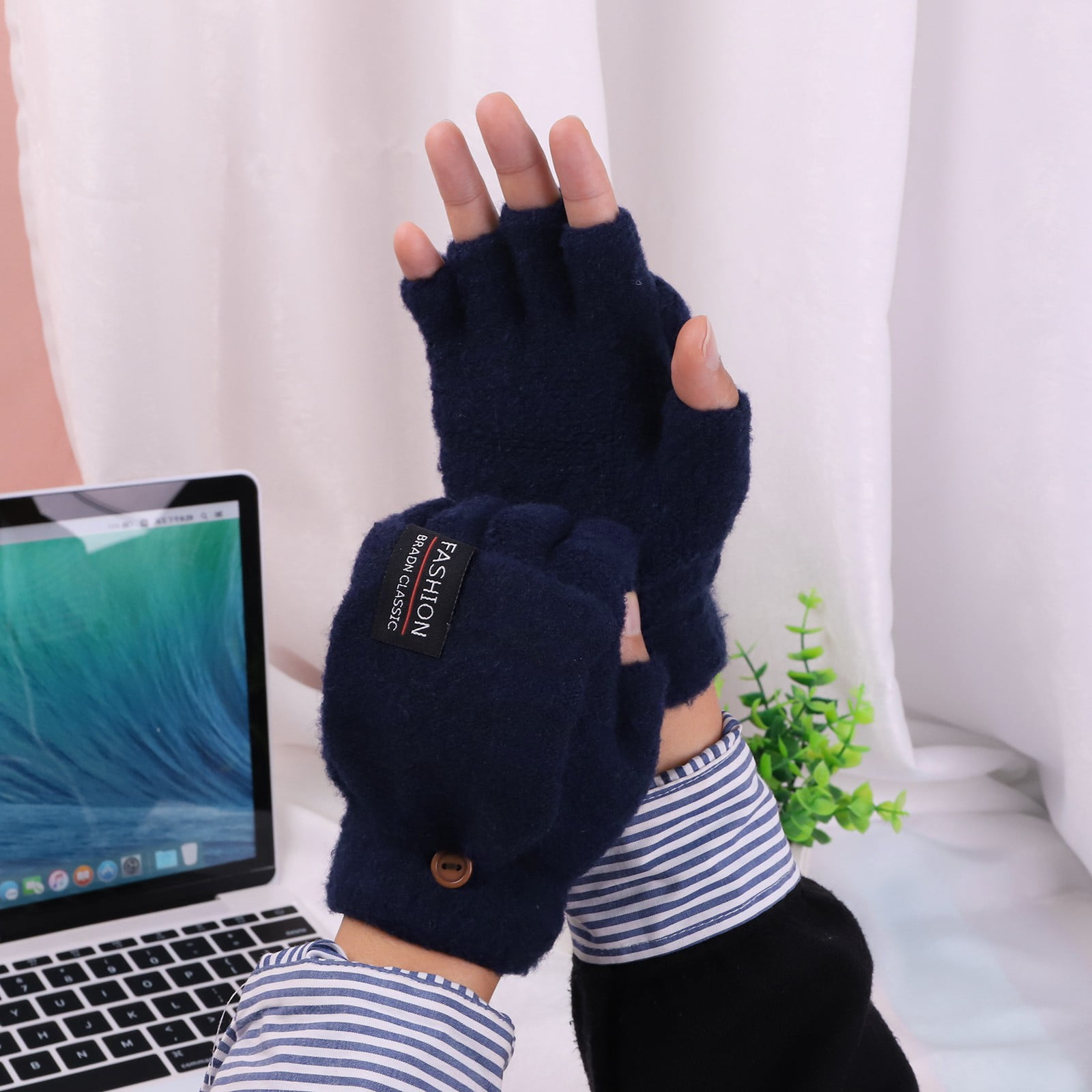 Winter Blue Laptop Women Men Usb Heated Mitten Full&Half Finger Warm ...