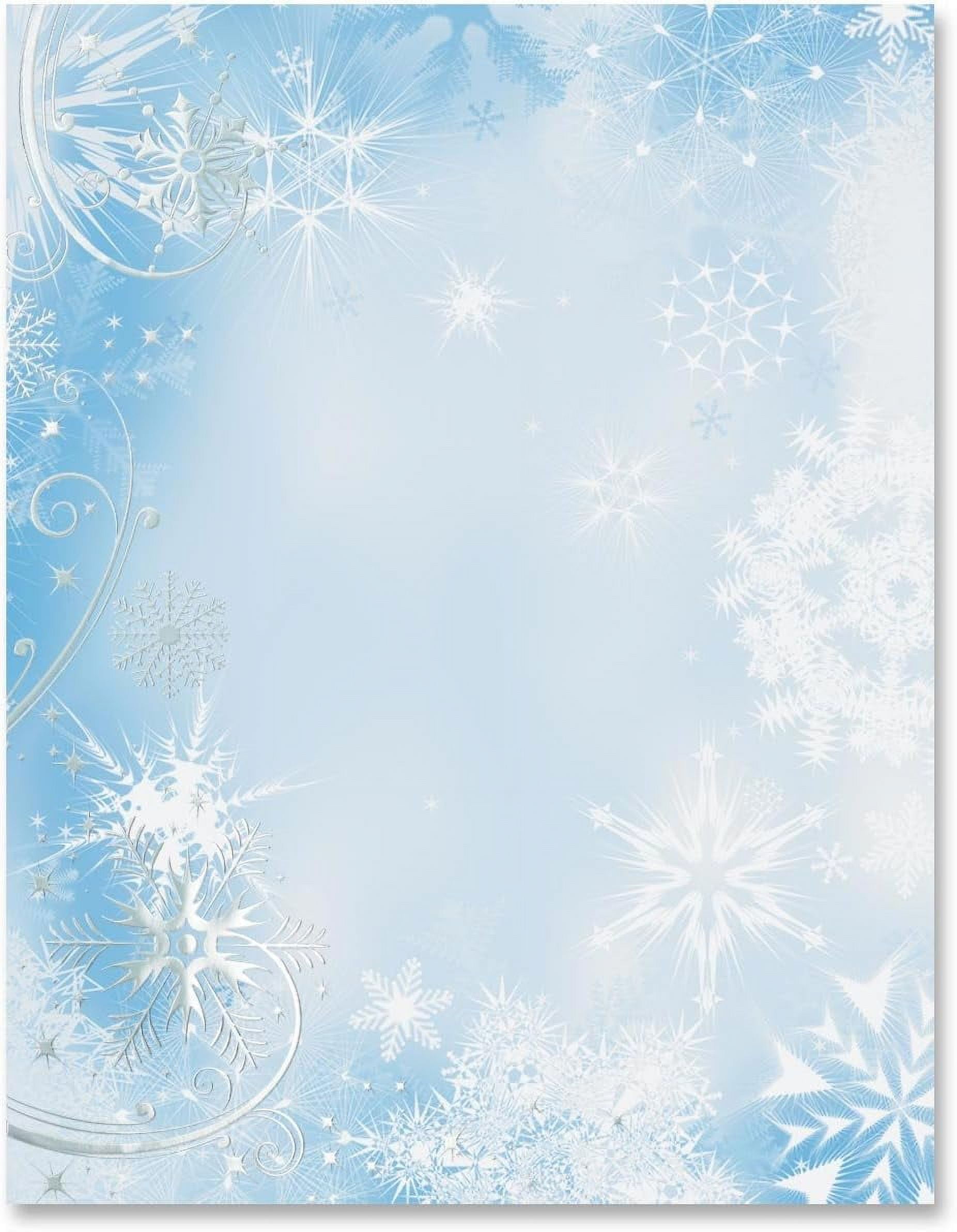 Winter Blue Snowflake Christmas Holiday Paper Stationery, Border Paper ...