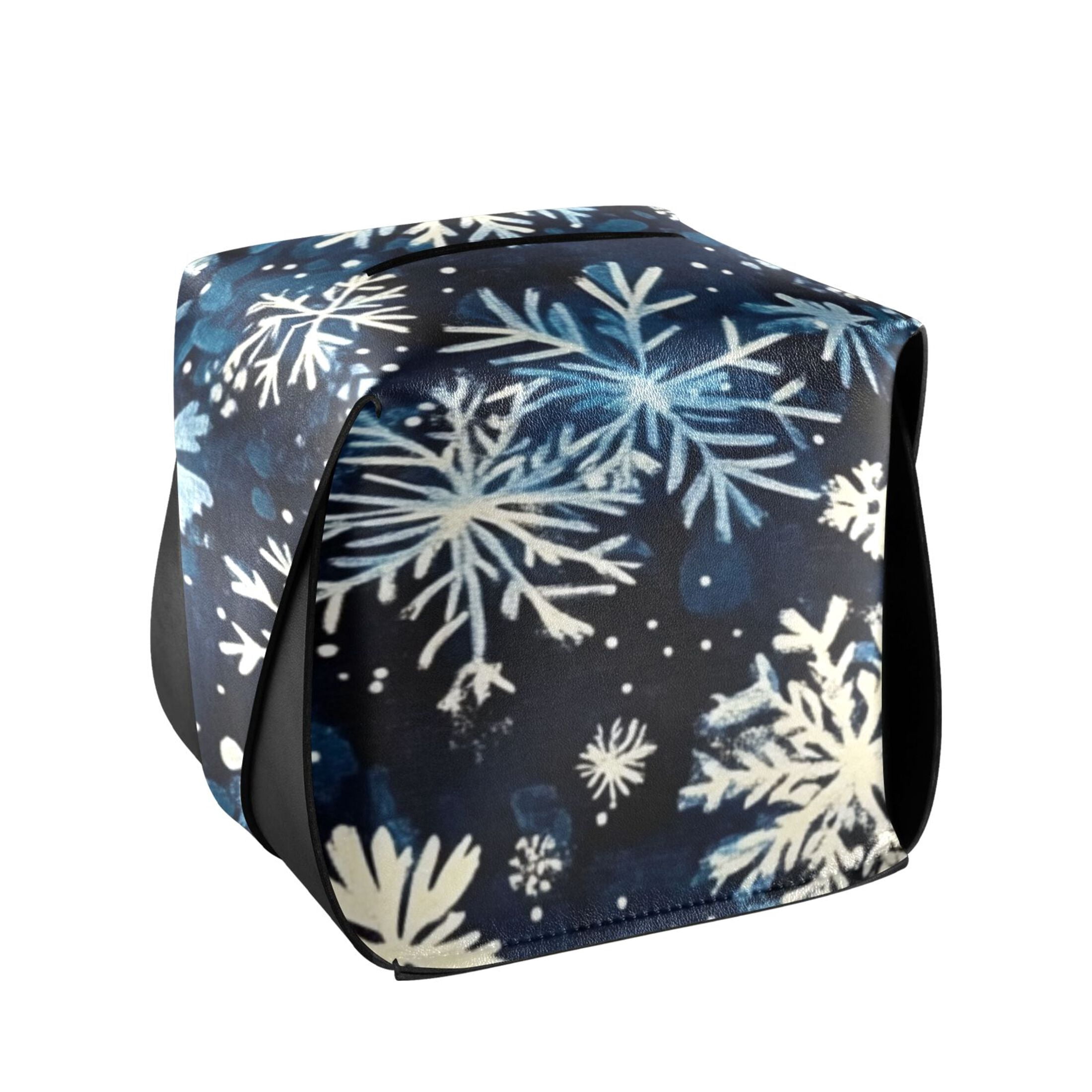 Winter Blue Snowflakes Tissue Box Cover Leather Square Rectangle Tissue ...