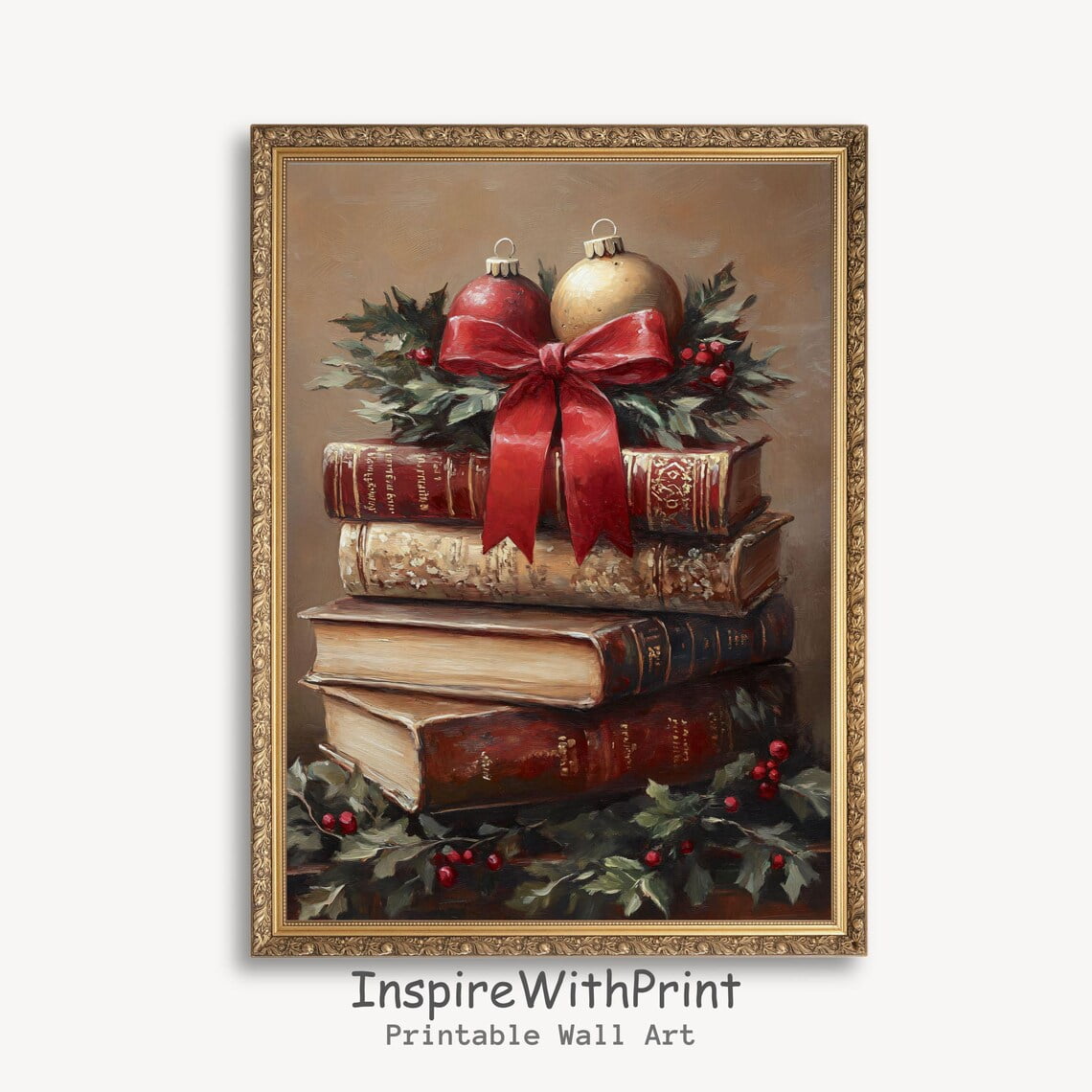 Winter Book Stack Poster, Cozy Winter Poster, Vintage Winter, Rustic ...