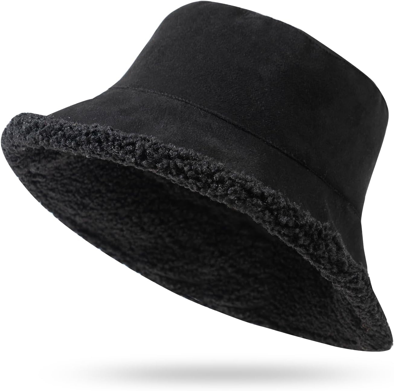 Winter Bucket Hat for Women, Reversible Warm Fleece Lined Fluffy Bucket ...