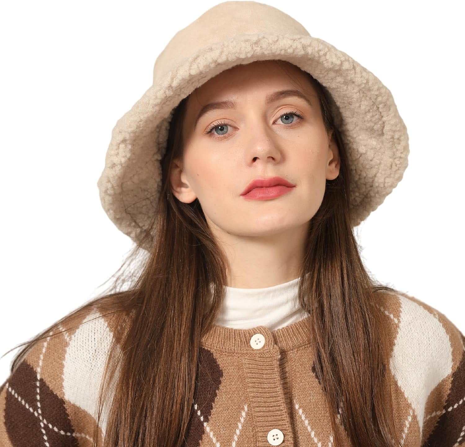 Winter Bucket Hat for Women, Reversible Warm Fleece Lined Fluffy Bucket ...