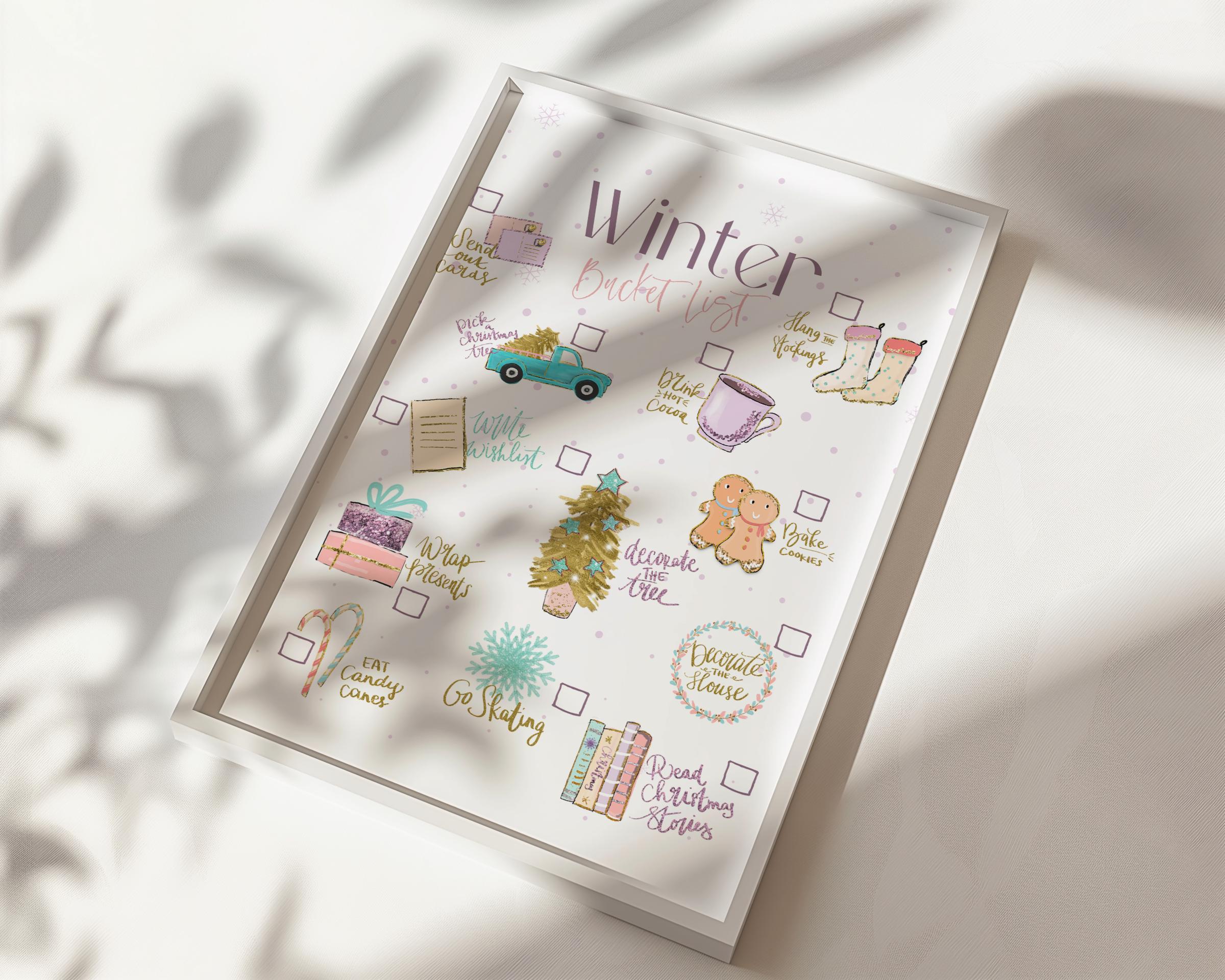 Winter Bucket List Wall Art, Winter Bucket List, Activity List ...