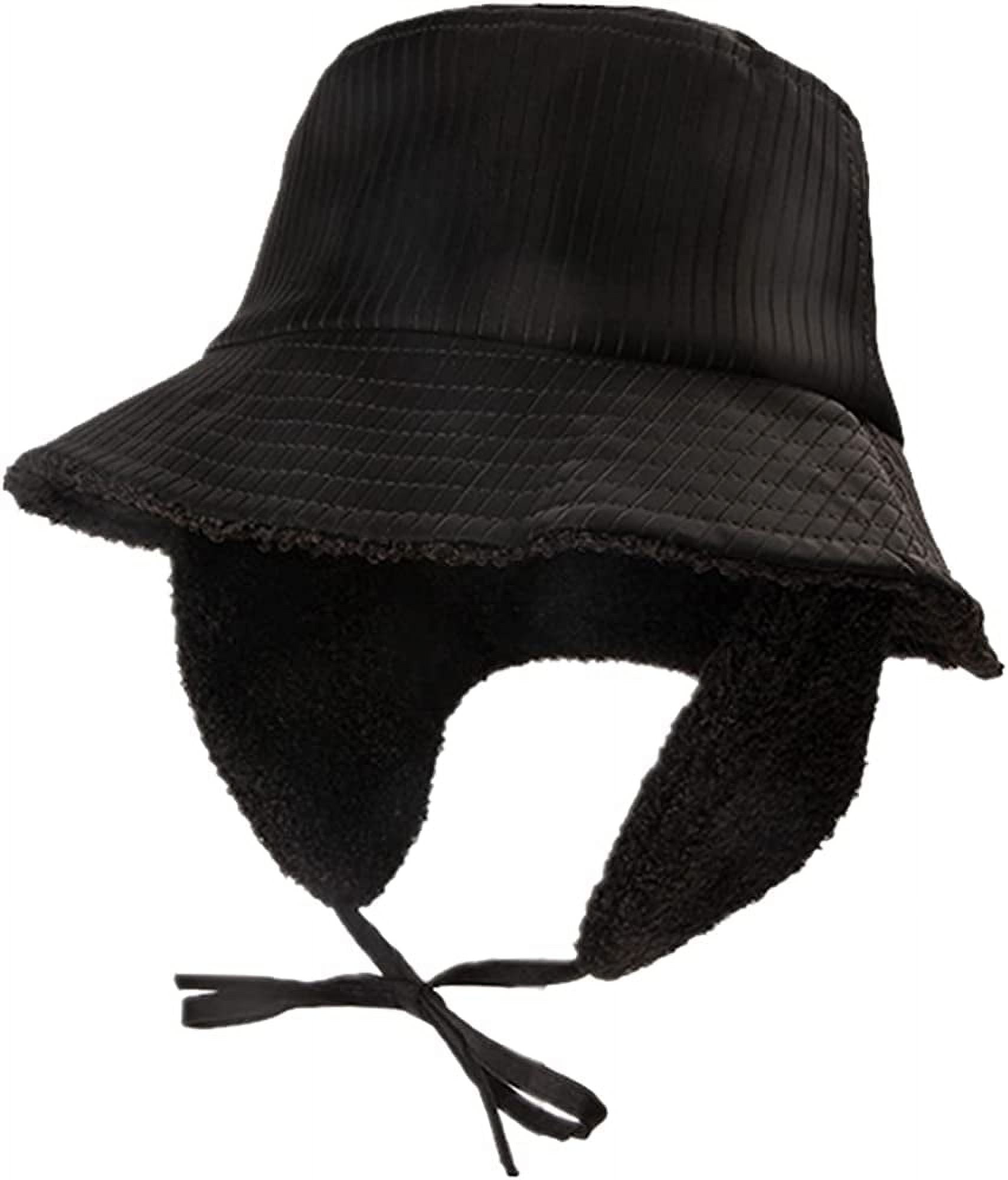 Warm Autumn Winter Bucket Rain Hat for Women with Ear Flaps, Waterproof Wool Blend Fisherman Cap ...