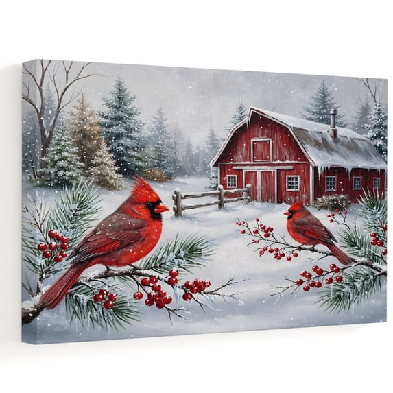 Winter Cardinal Bird Canvas Wall Art 14