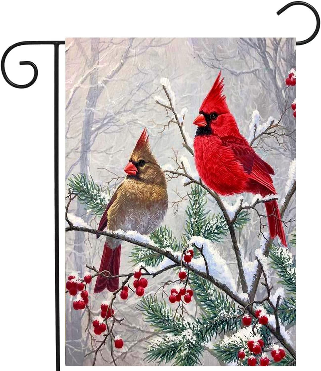 Winter Cardinal Bird Garden Flags Christmas Banners for Outside Double ...