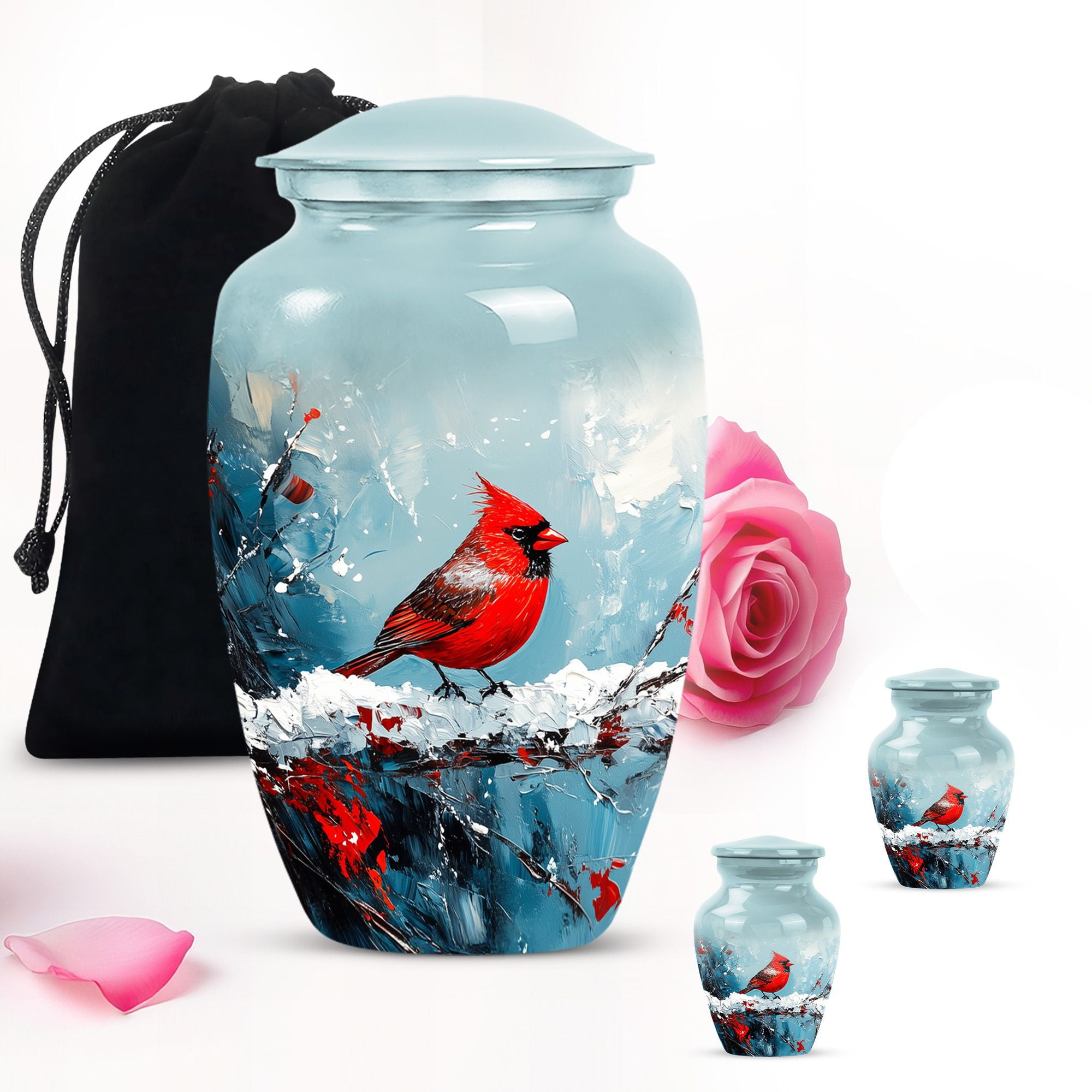 Winter Cardinal Bird Small Urns For Human Ashes Keepsake - Large ...