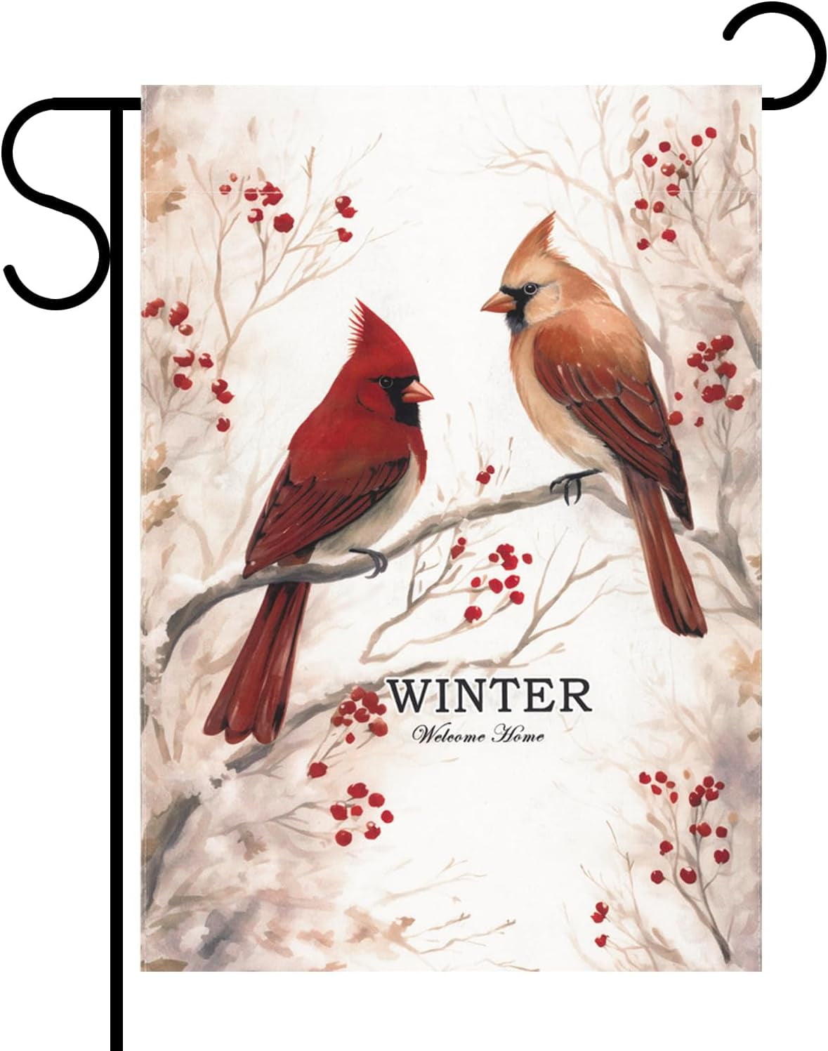 Winter Cardinal Garden Flag Winter Garden Flags Vertical Double Sided ...