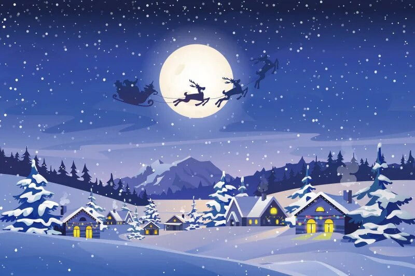 Winter Cartoon Forest House Night Scenery Stars Moon Dot Polka Birthday ...