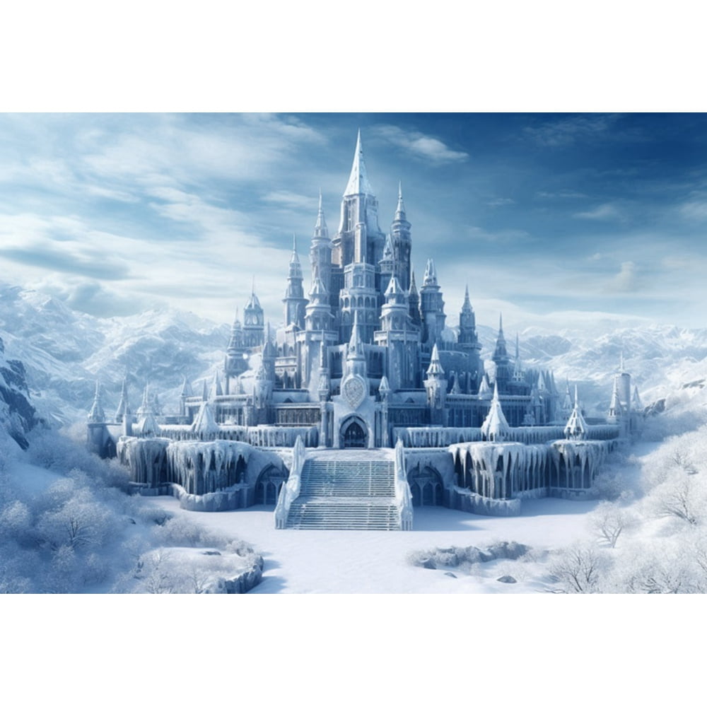 Winter Castle Backdrop Wonderland White Snow Landscape Princess Girls ...
