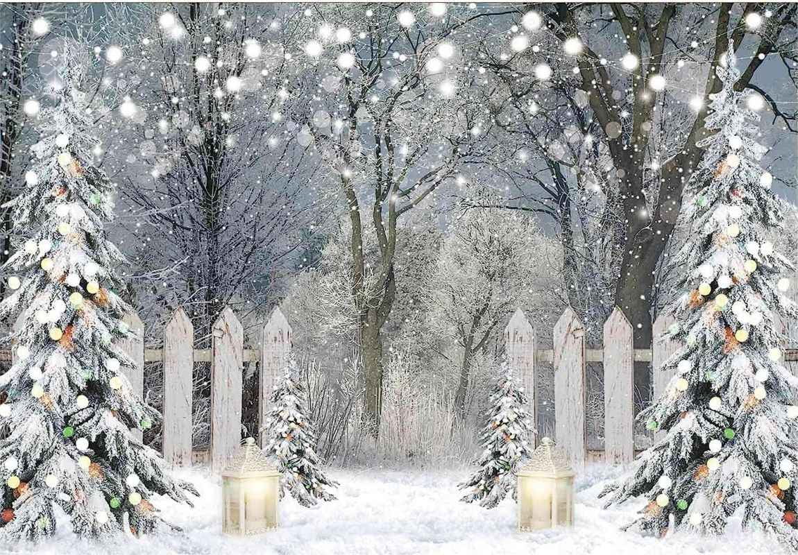 Winter Castle Photography Backdrop Blue Ice Forest Wonderland Background Snow Mountian Pine Tree ...