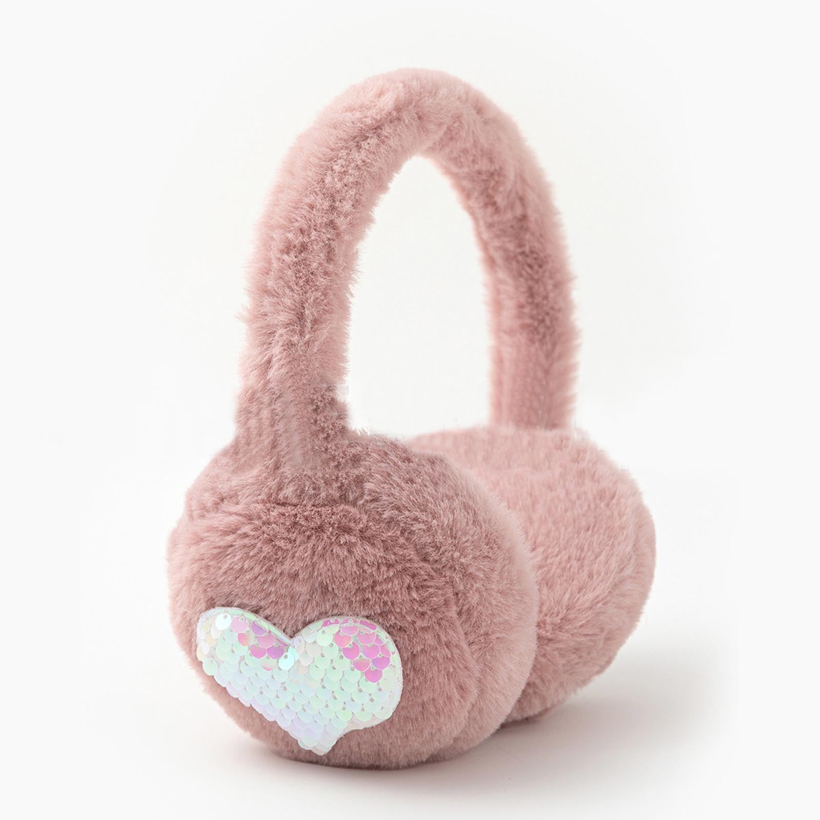 Winter Cat Ear Earmuff Sequin Heart Shape Ear Muf Adjustable Girls ...