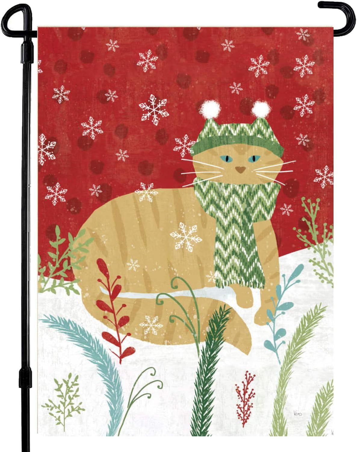 Winter Cat Garden Flag - Double Sided Christmas Garden Flag 12x18 inch ...