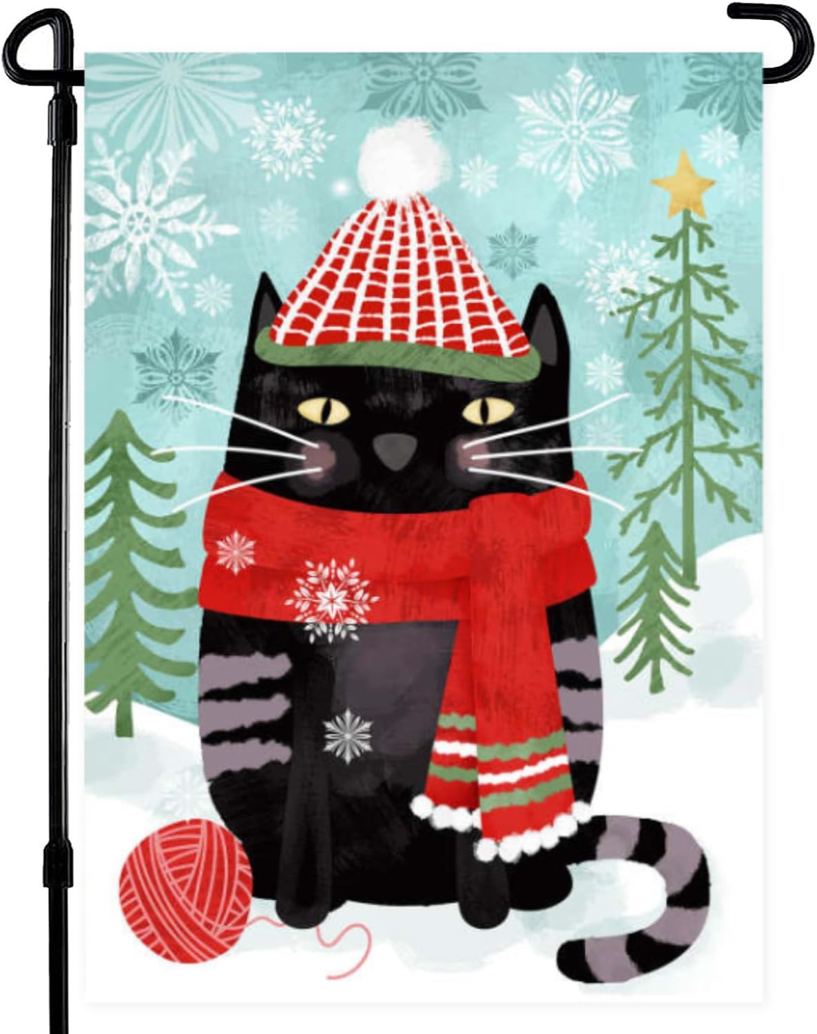 Winter Cat Garden Flag - Double Sided Christmas Garden Flag 28x40 inch - Cat Holiday Winter ...