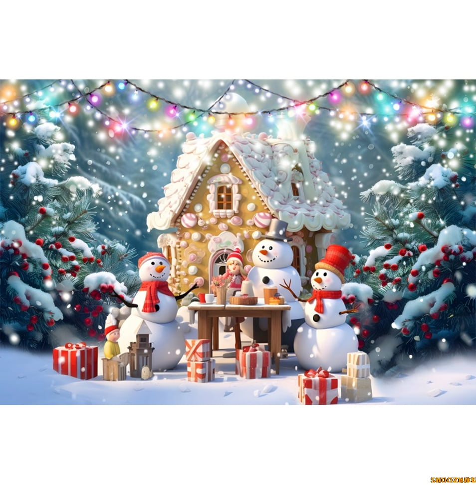 Winter Christmas Backdrop Outdoor Sce Snow Forest Pine Trees Baby Kids ...