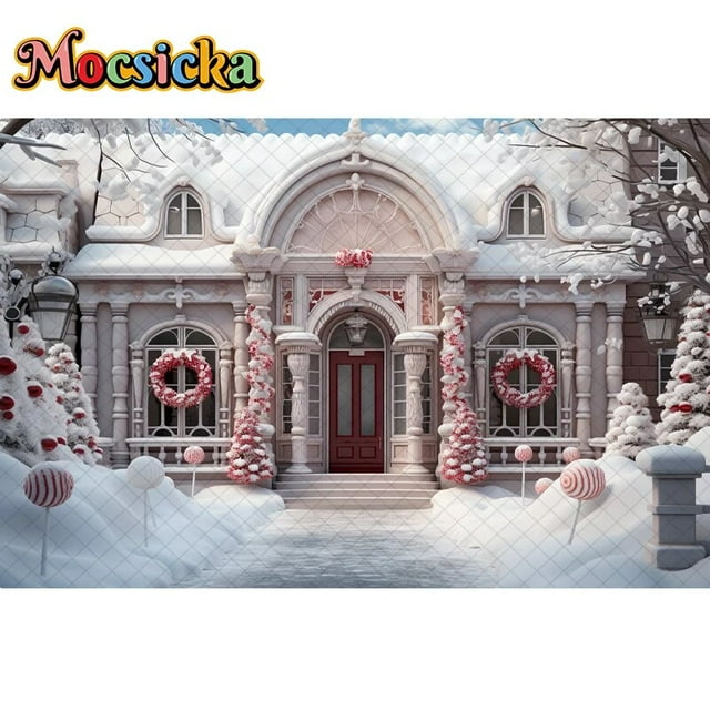 Winter Christmas Candy Store Photography Background Snow Xmas Praty Child Family Portrait Decor ...