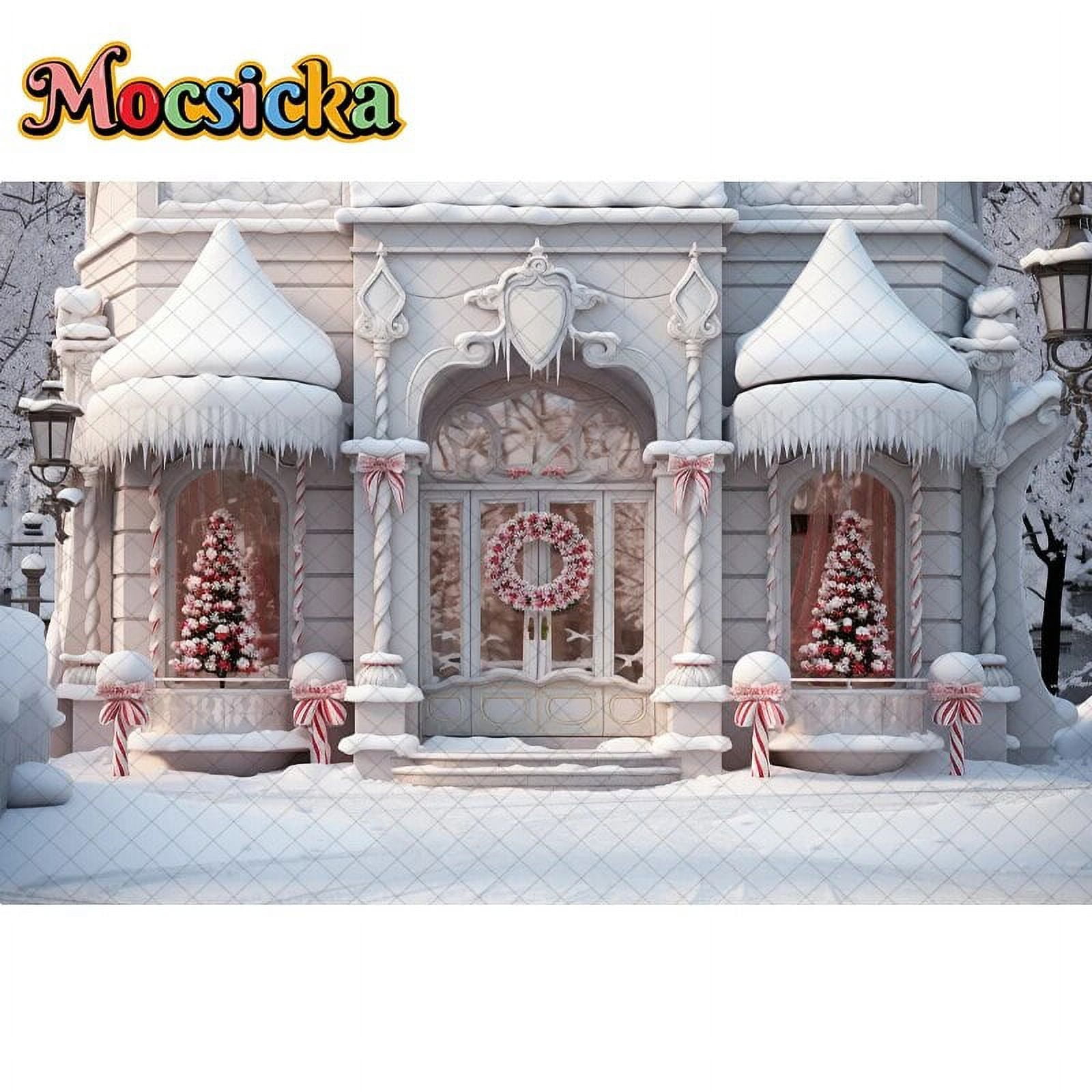 Winter Christmas Candy Store Photography Background Snow Xmas Praty ...