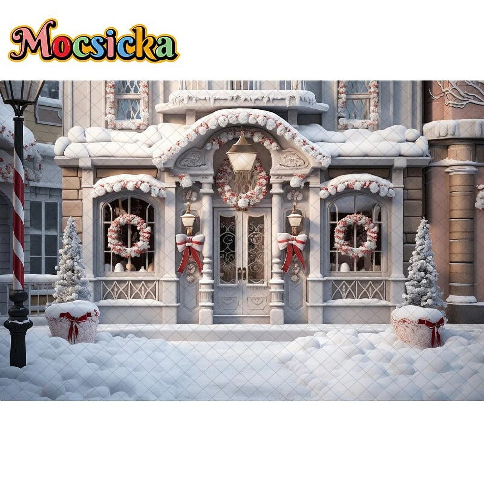 Winter Christmas Candy Store Photography Background Snow Xmas Praty ...