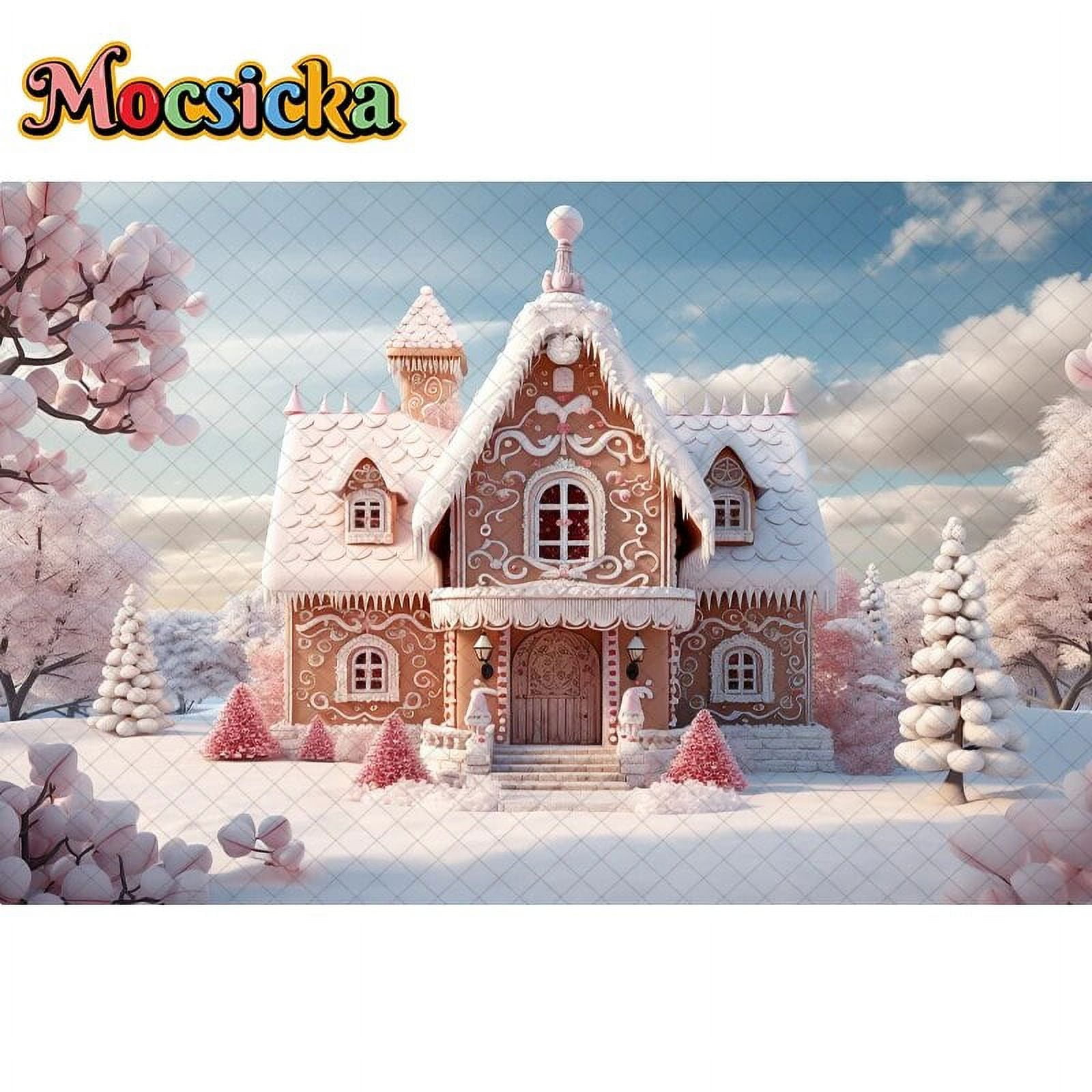 Winter Christmas Gingerbread House Photography Background Lollipop Xmas ...