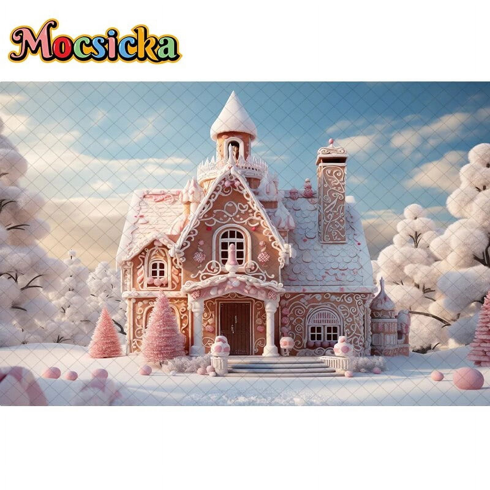 Winter Christmas Gingerbread House Photography Background Lollipop Xmas ...