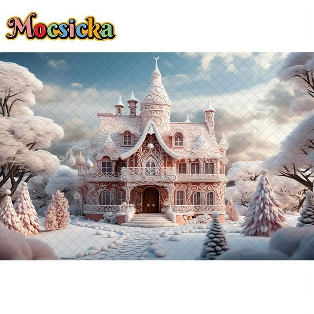 Winter Christmas Gingerbread House Photography Background Lollipop Xmas ...