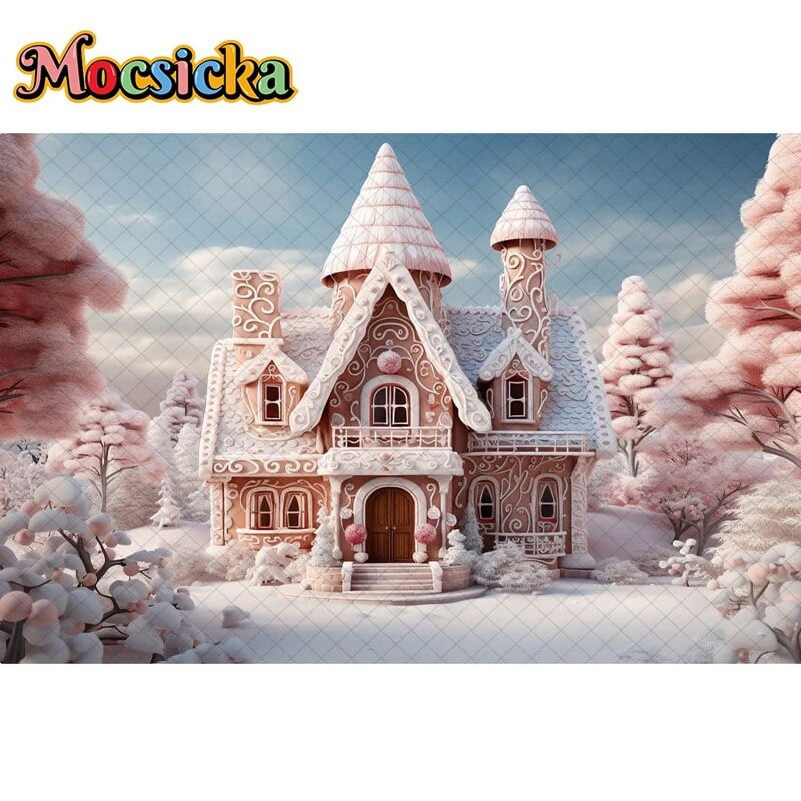 Winter Christmas Gingerbread House Photography Background Lollipop Xmas ...