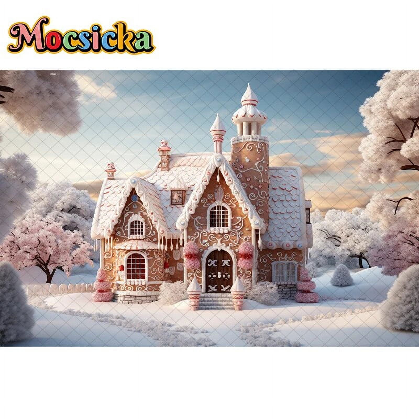 Winter Christmas Gingerbread House Photography Background Lollipop Xmas ...
