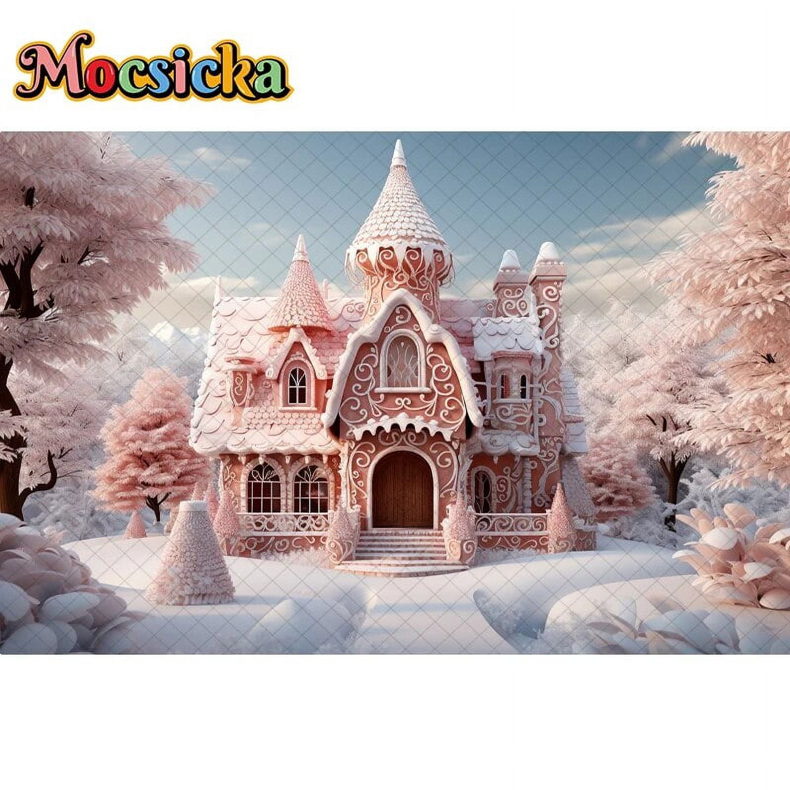 Winter Christmas Gingerbread House Photography Background Lollipop Xmas ...