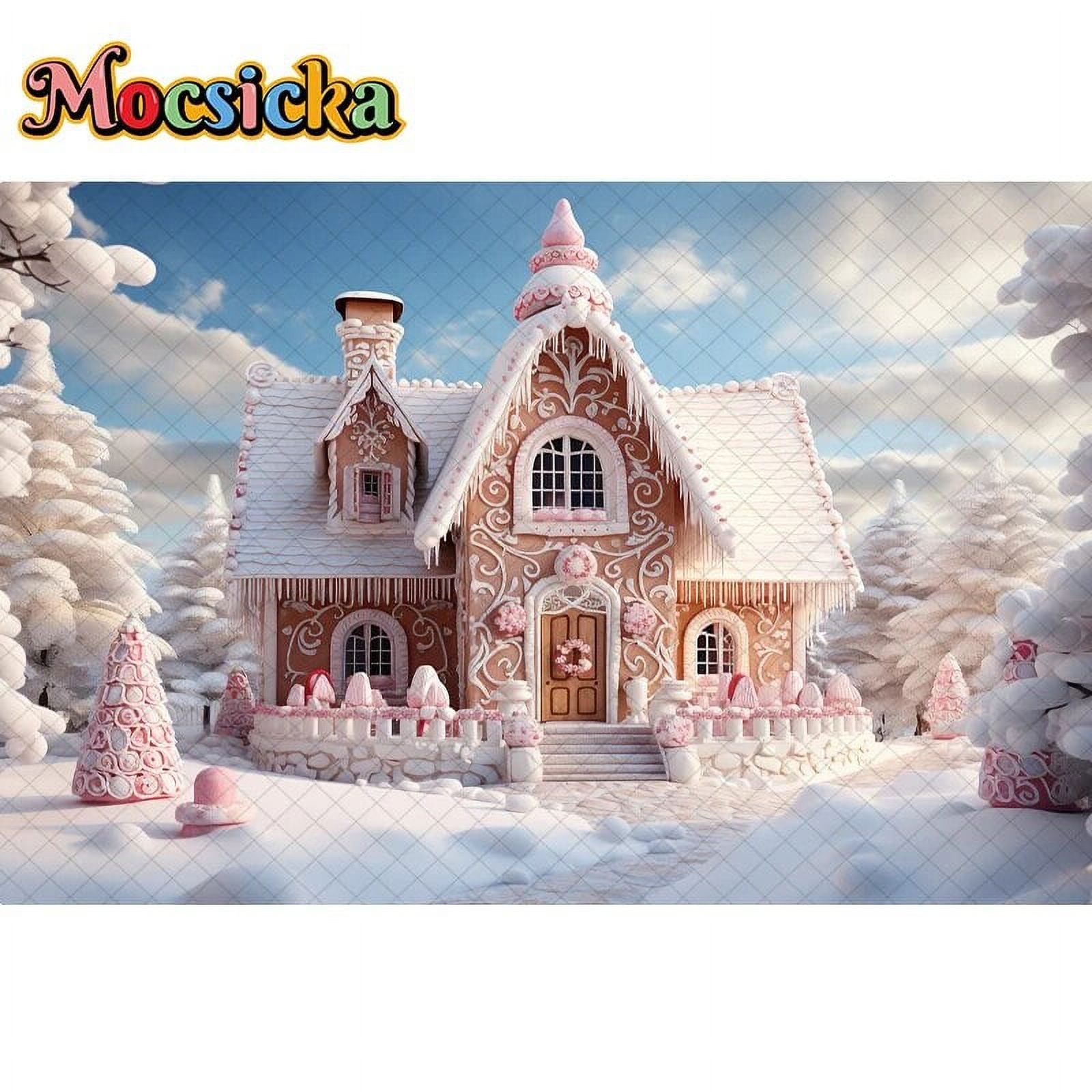 Winter Christmas Gingerbread House Photography Background Lollipop Xmas ...