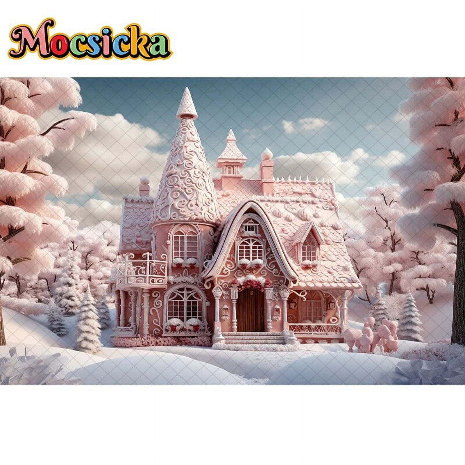 Winter Christmas Gingerbread House Photography Background Lollipop Xmas ...