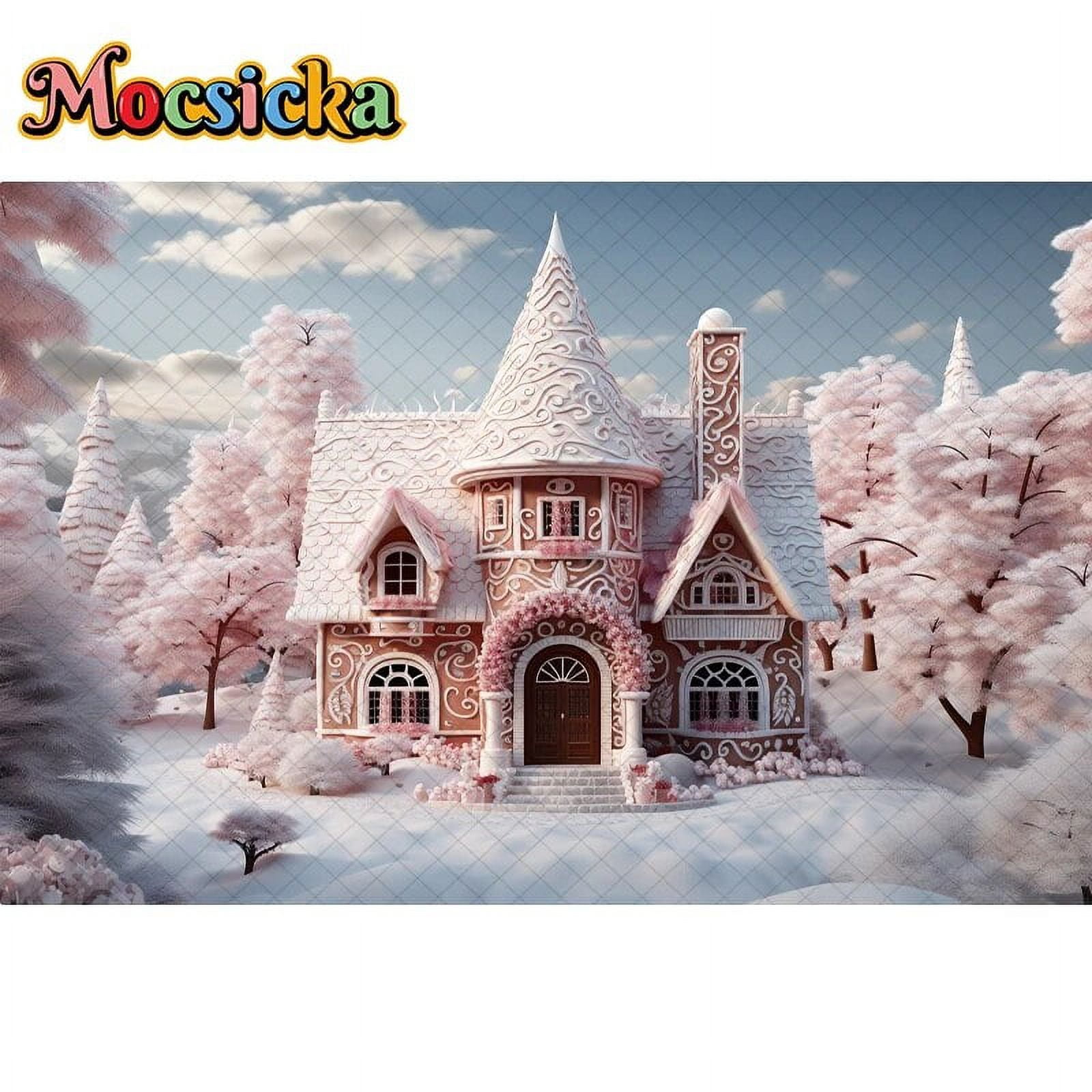 Winter Christmas Gingerbread House Photography Background Lollipop Xmas ...