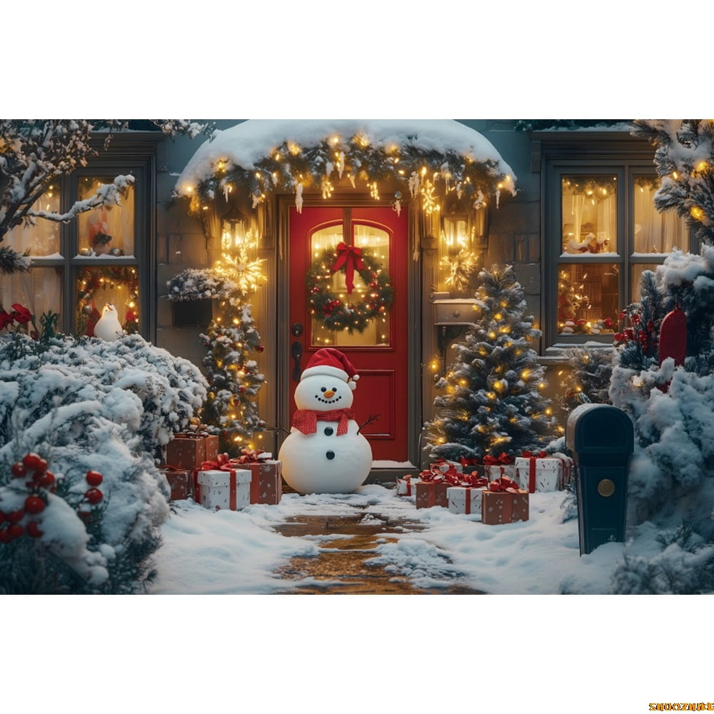 Winter Christmas Photography Backdrop Vintage Red Arch Xmas Tree Gifts ...