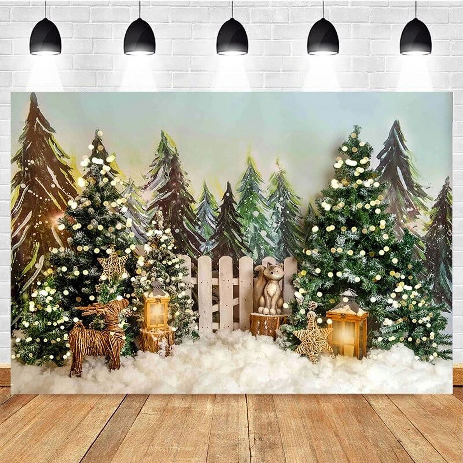 Winter Christmas Photography Backdrops Green Pine Tree Decor Chirldren ...