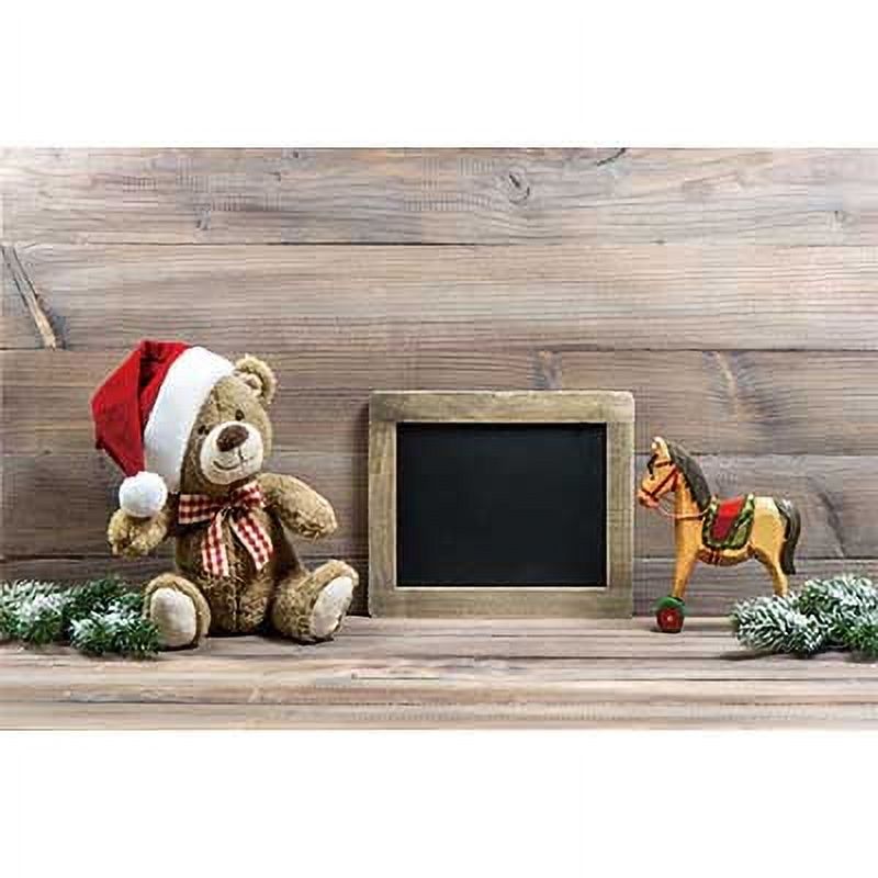Winter Christmas Photography Background Sleigh Wood Wall Teddy Bear ...
