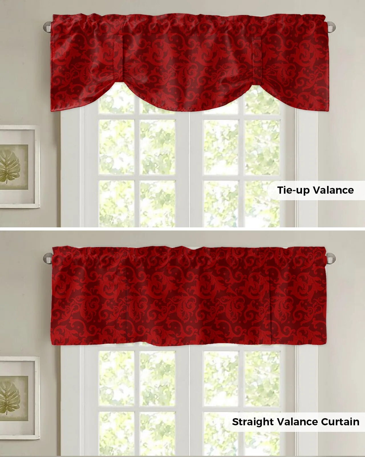 Winter Christmas Retro Red Pattern Window Curtain Living Room Kitchen ...