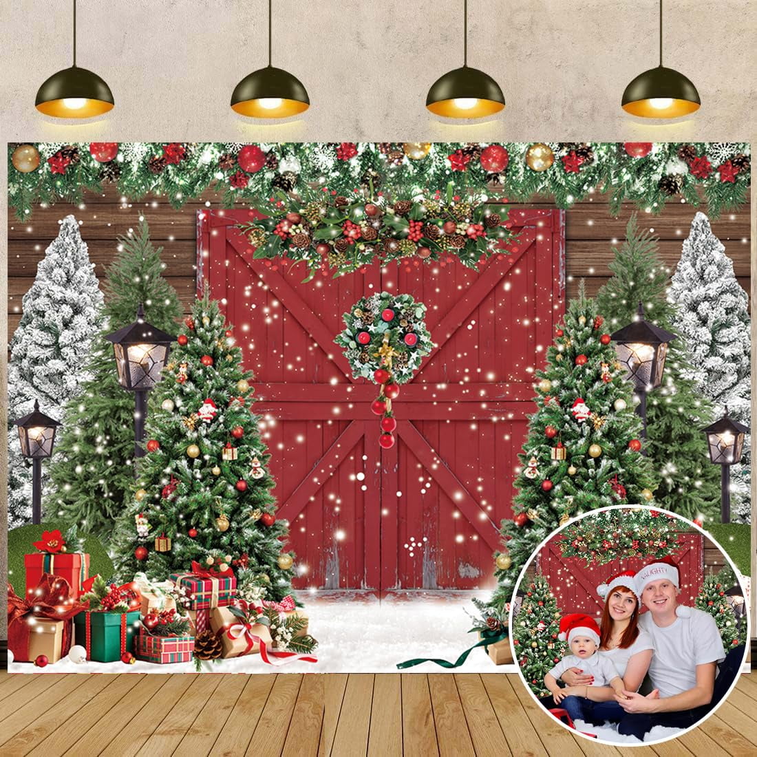 Winter Christmas Rustic Barn Backdrop 7x5FT North Pole Photography ...