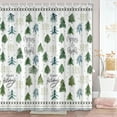 Winter Christmas Shower Curtain Green Christmas Tree Snow Forest ...