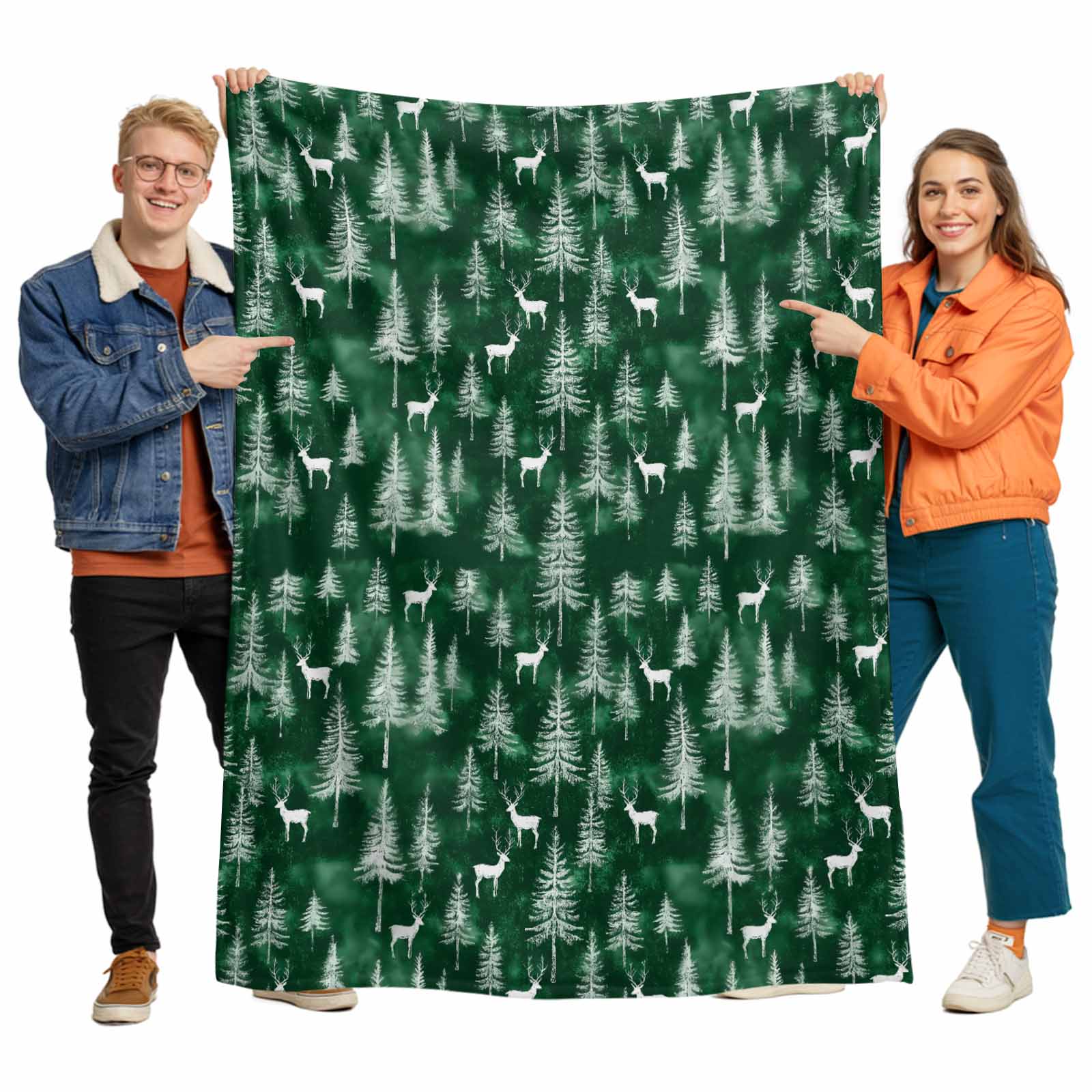 Winter Christmas Tree Reindeer Throw Blanket Flannel Fleece Throws ...