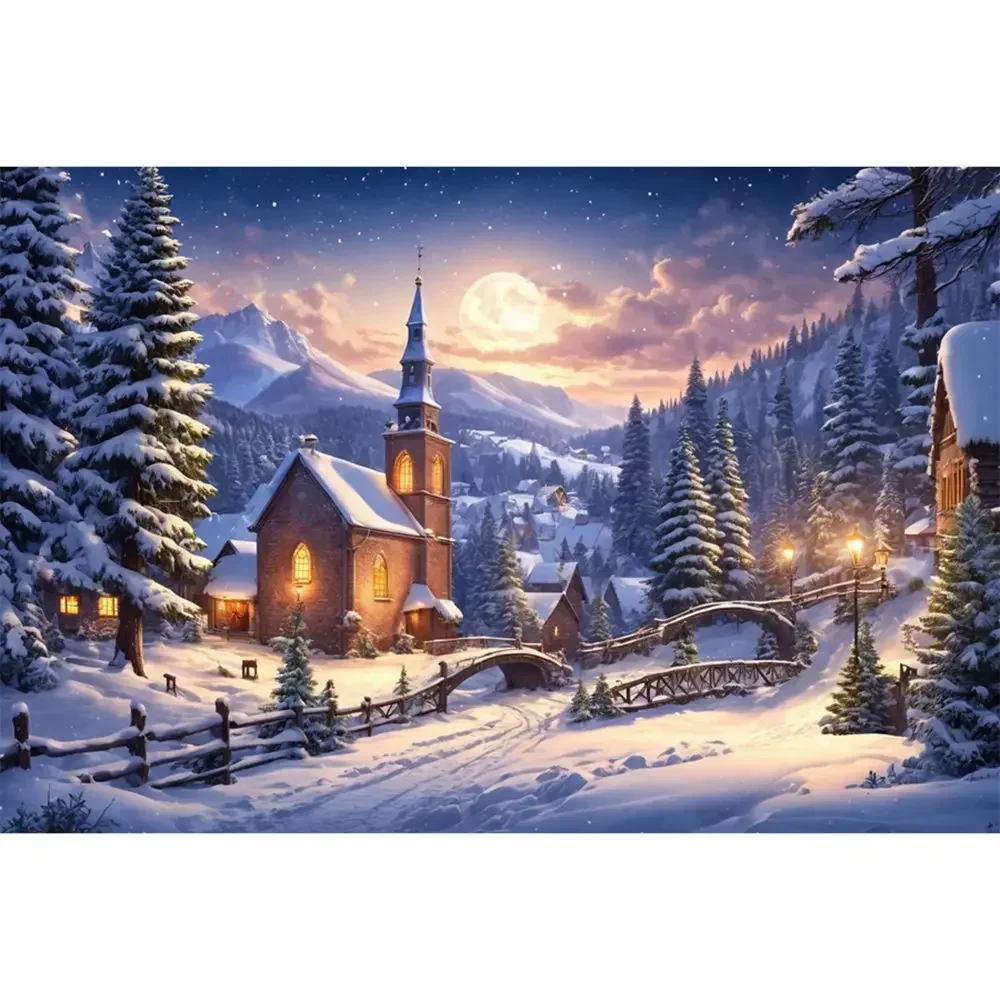 Winter Christmas Village Backdrop Home ration Photography Studio ...