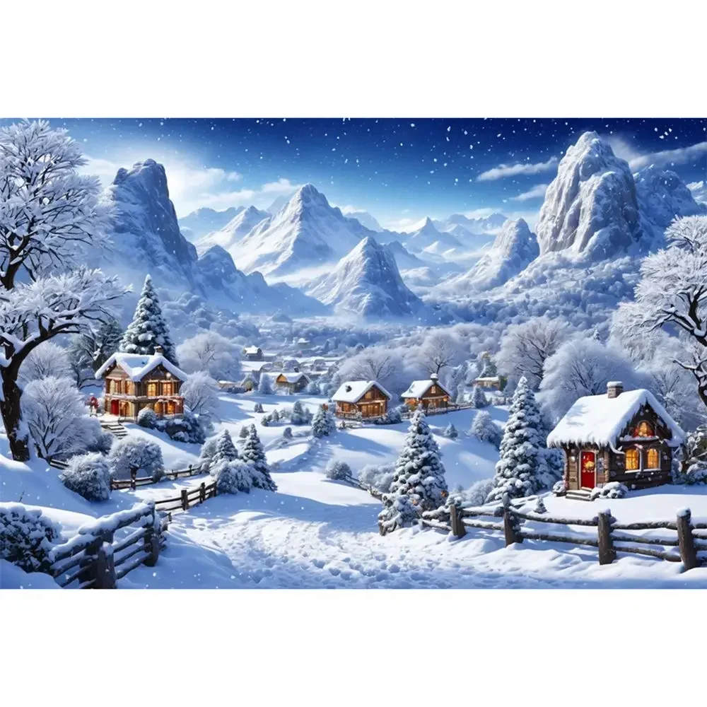 Winter Christmas Village Backdrop Home ration Photography Studio ...
