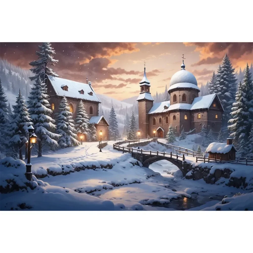 Winter Christmas Village Backdrop Home ration Photography Studio ...