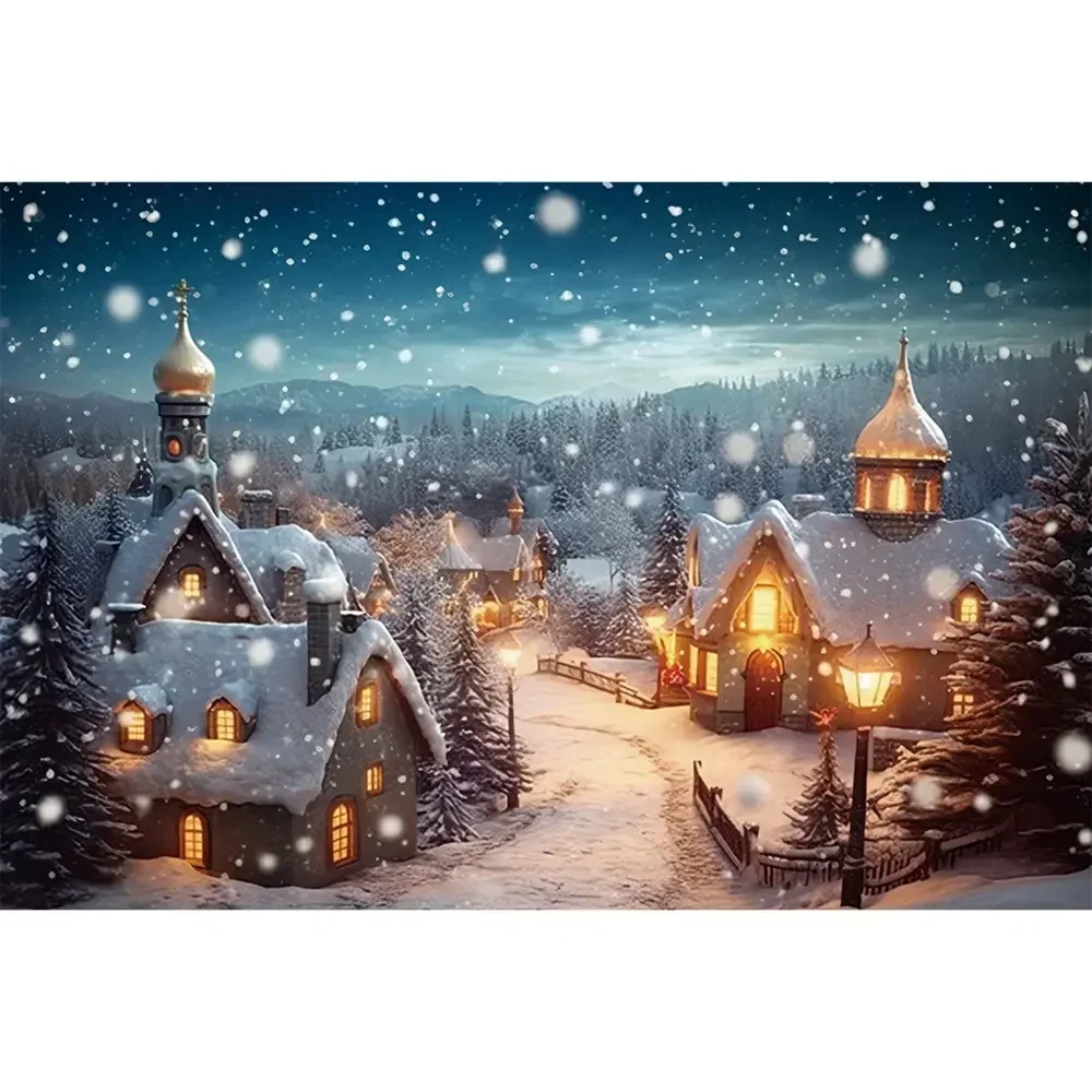 Winter Christmas Village Backdrop Home ration Photography Studio ...
