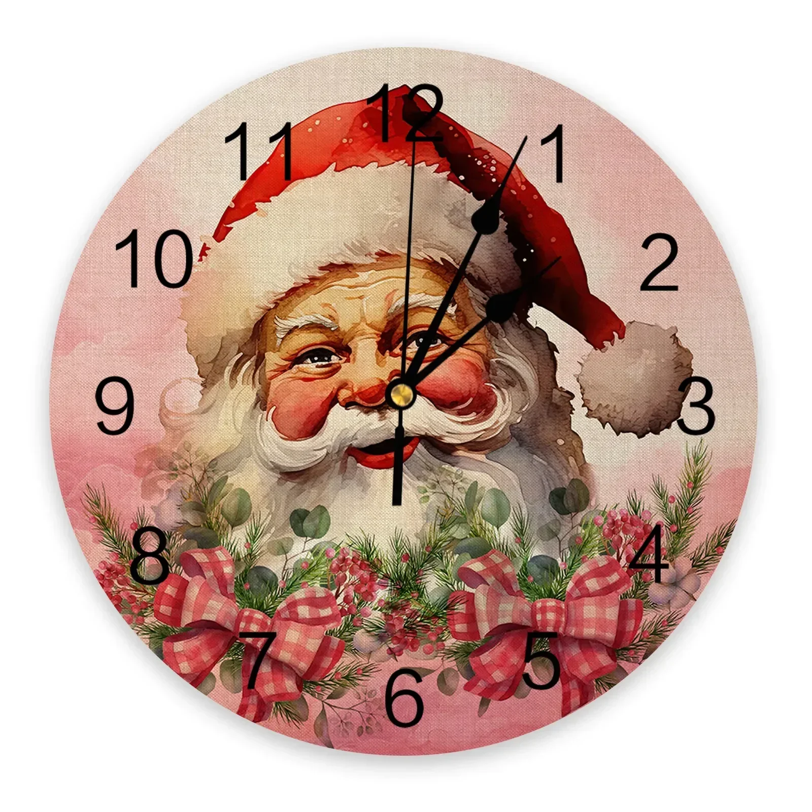 Winter Christmas Vintage Green Poinsettia Round Wall Clocks Desktop ...