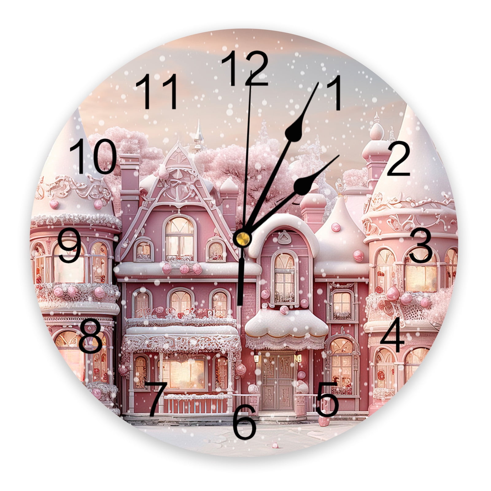 Winter Christmas Vintage Green Poinsettia Round Wall Clocks Desktop ...