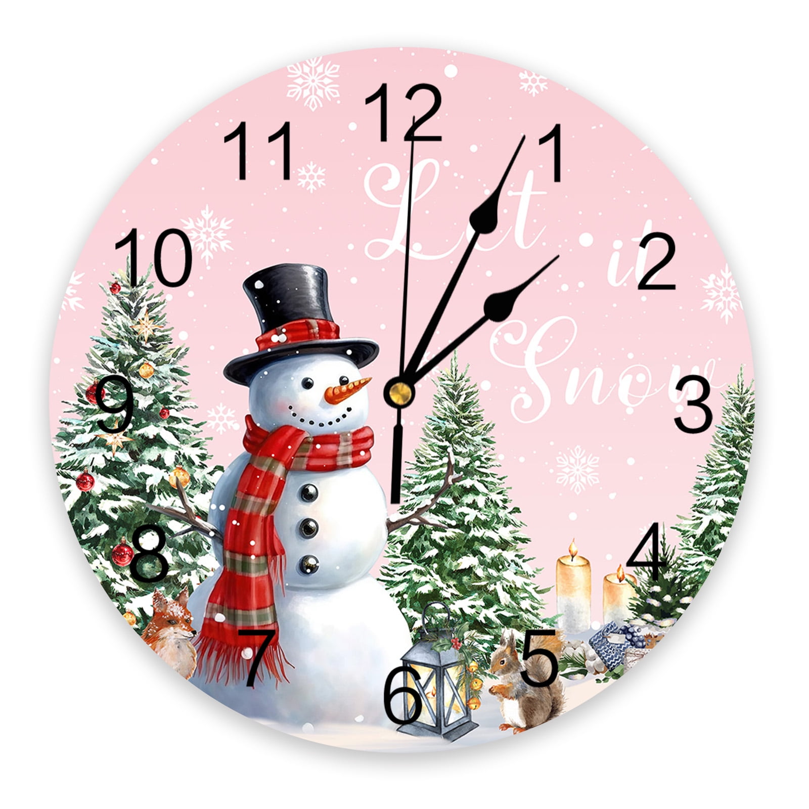 Winter Christmas Vintage Green Poinsettia Round Wall Clocks Desktop ...